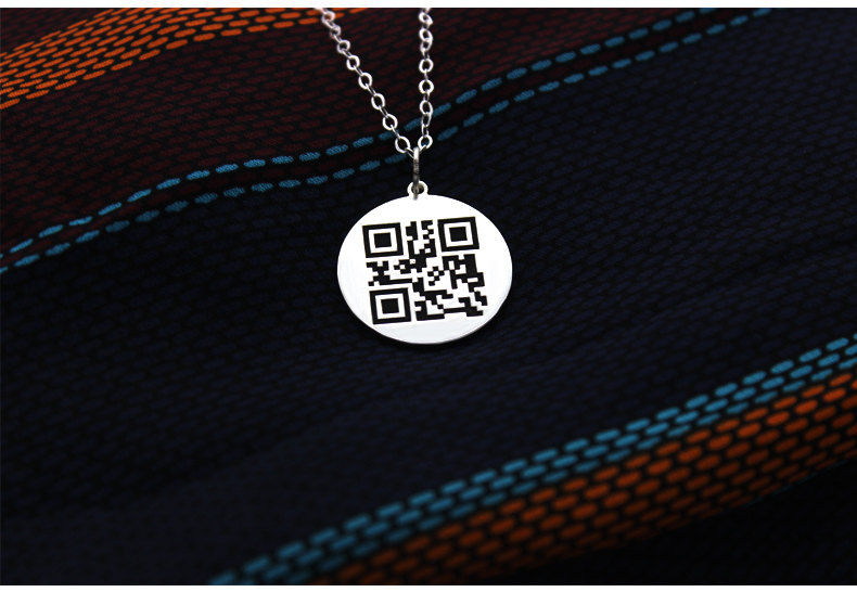Custom QR Code Necklace - Personalized Pendant, I Love You