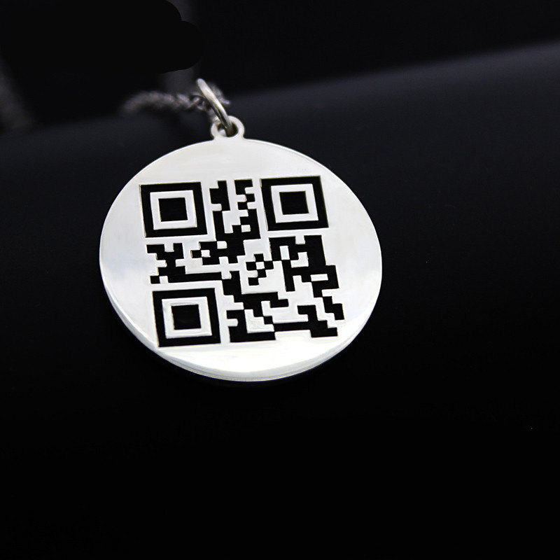 Custom QR Code Necklace - Personalized Pendant, I Love You