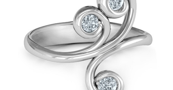 Whimsical Waves 3-Stone Ring - Custom Jewellery By All Uniqueness